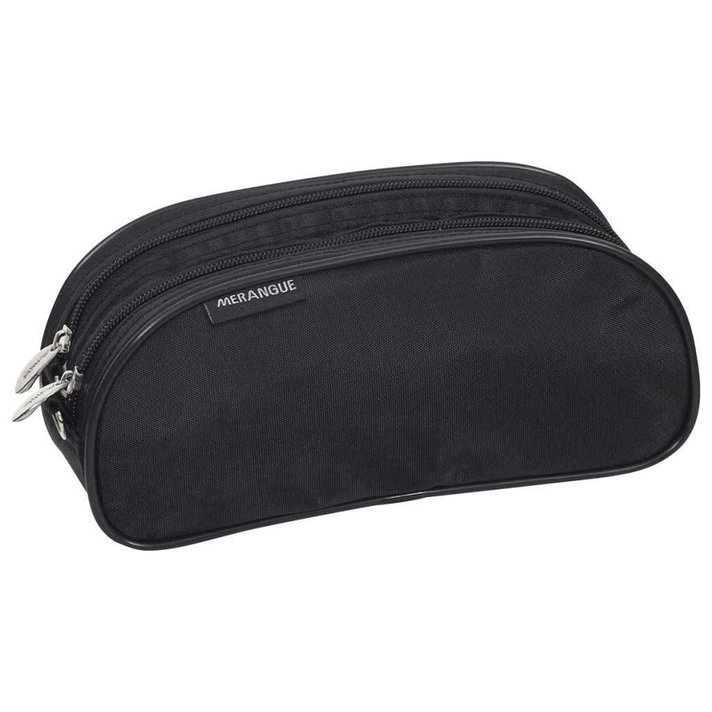 1015-4390-20-000 – Black Dual Zippered Oblong Pencil Pouch – Merangue