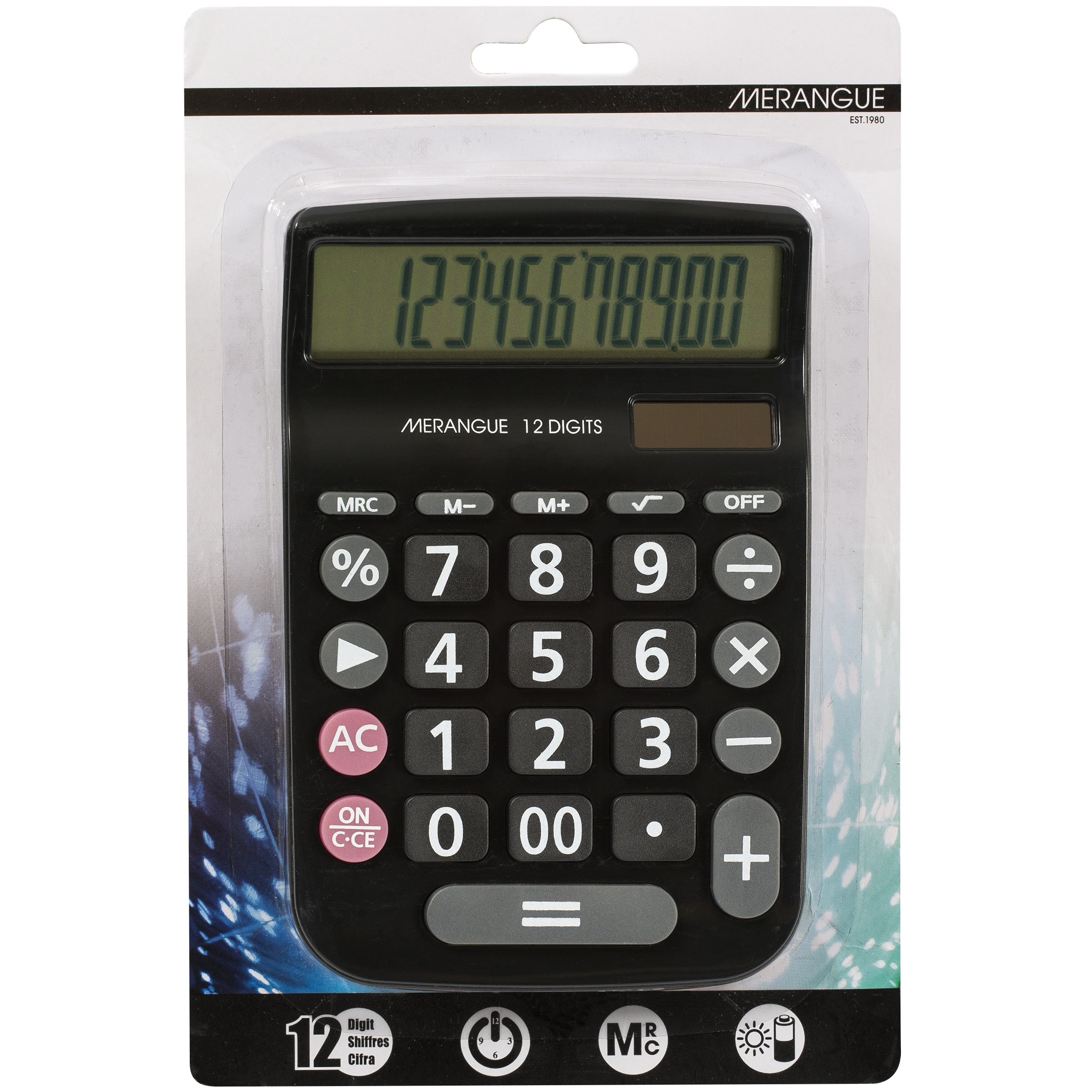 Desktop Calculator 12 Digit Black Merangue Desktop Calculator 12 Digit Black Merangue